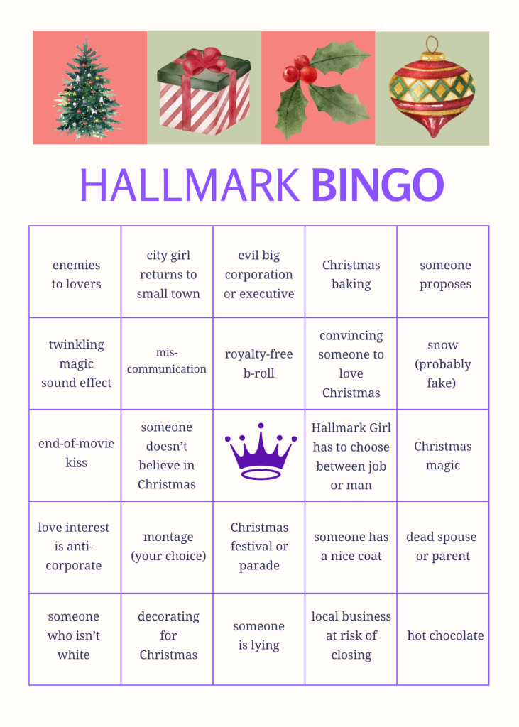 Hallmark Movie Bingo Cards | talking hallmark